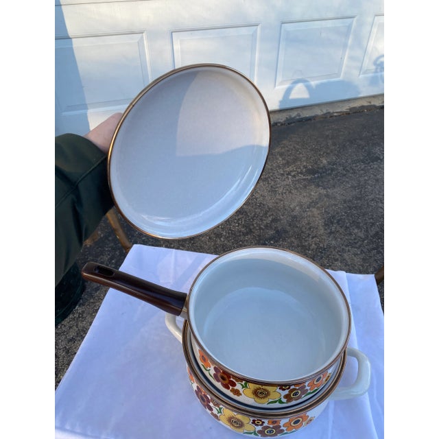 1970’s Enameled Cookware- Set of 3 | Chairish