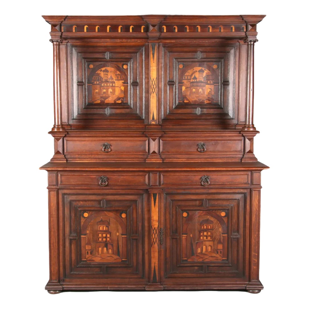 Antique Historicism Buffet with Architecture Inlaid, 19th Century ...