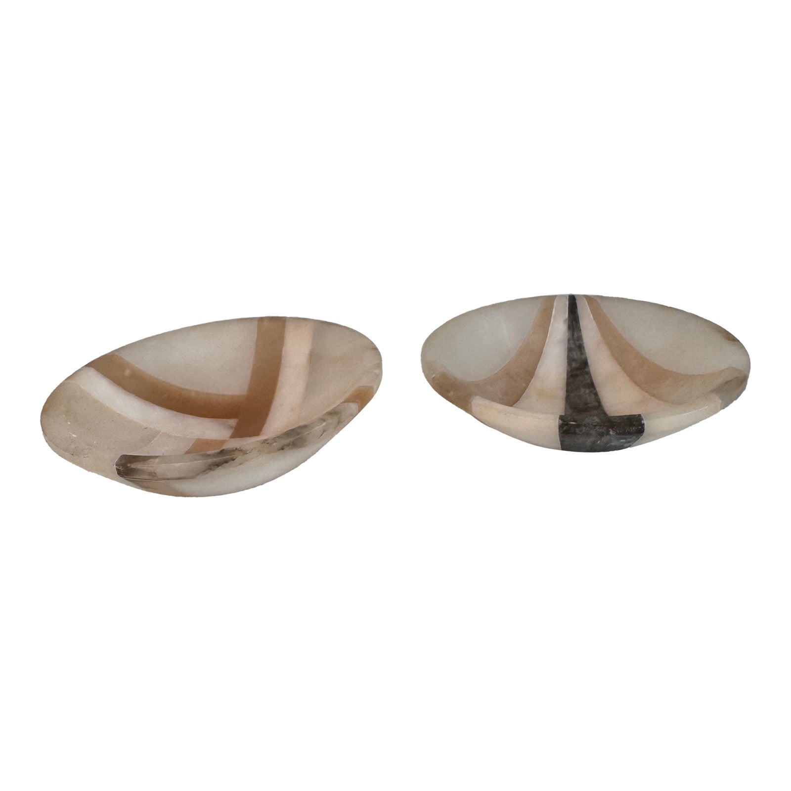 1970's Alabaster Trinket Dishes, a Pair | Chairish