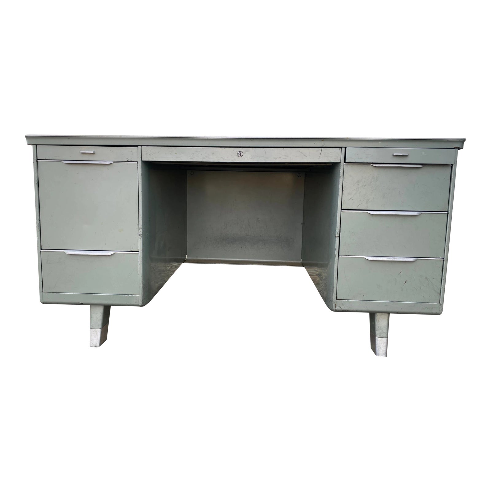 Vintage General Fireproofing Metal Tanker Desk | Chairish