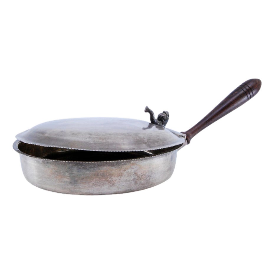 Silver Whisk with Wooden Handle and Fish-Shaped Knob Lid | Chairish