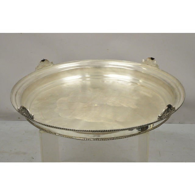Vintage Large Silver Plate Regency Style Round Platform Platter ...