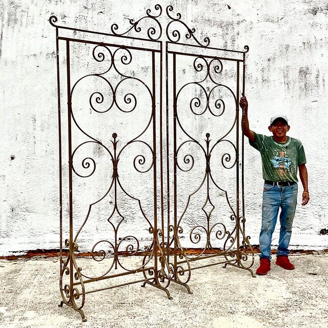 Vintage Regency Wrought Iron Gate Screen | Chairish