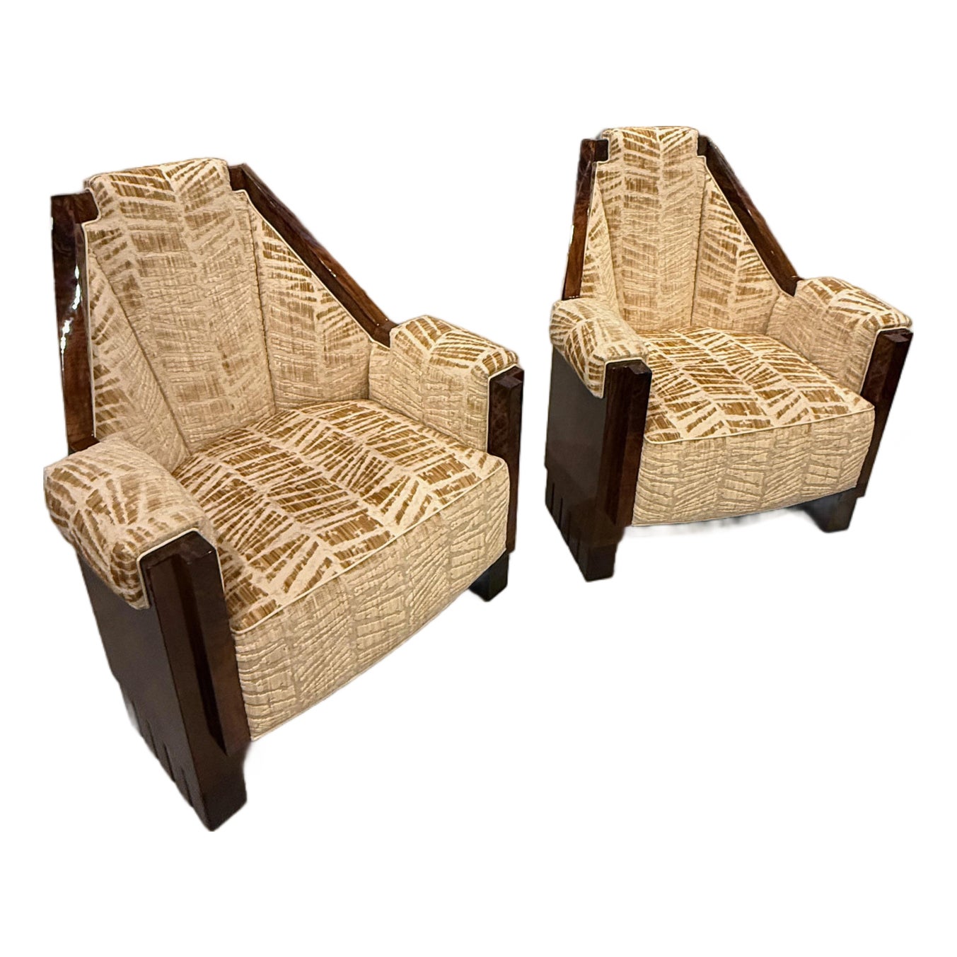 French Art Deco Pair of Club Chairs | Chairish