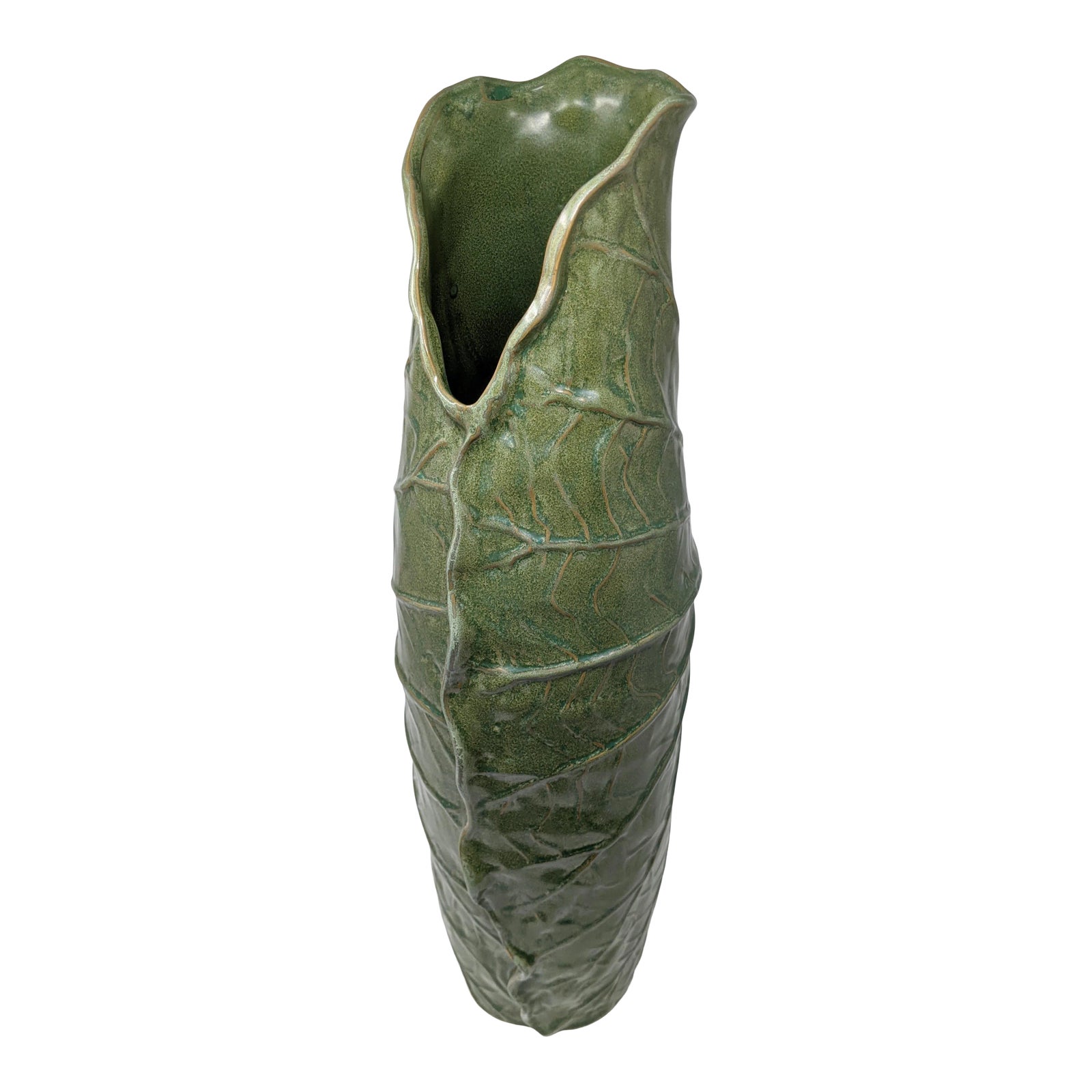 1970s Inspired Emerald Green Cabbage Style Ceramic Decorative Vase ...