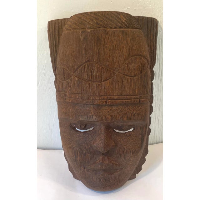 Vintage Hand Carved Wooden Tribal Mask | Chairish