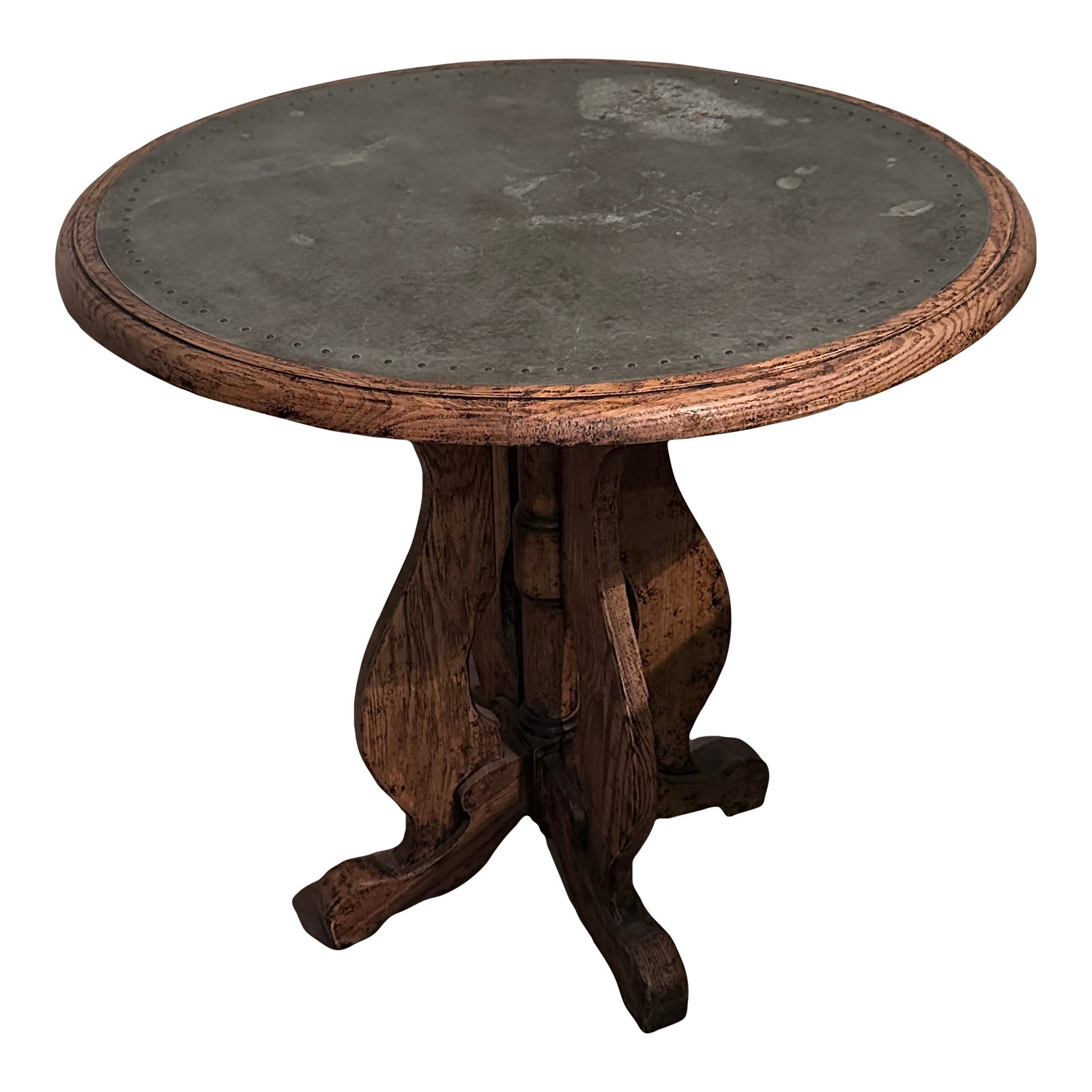 Arhaus Round Table With Tin Top | Chairish