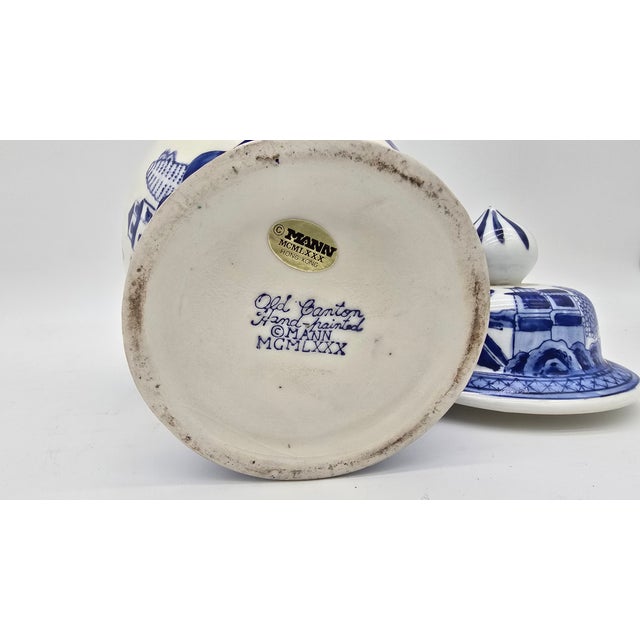 Vintage Seymour Mann Hong Kong Old Canton Hand Painted Blue & White ...