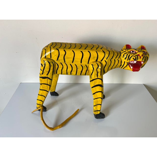 Armando Jimenez - Style Hand Carved Wood and Painted Tiger Sculpture ...