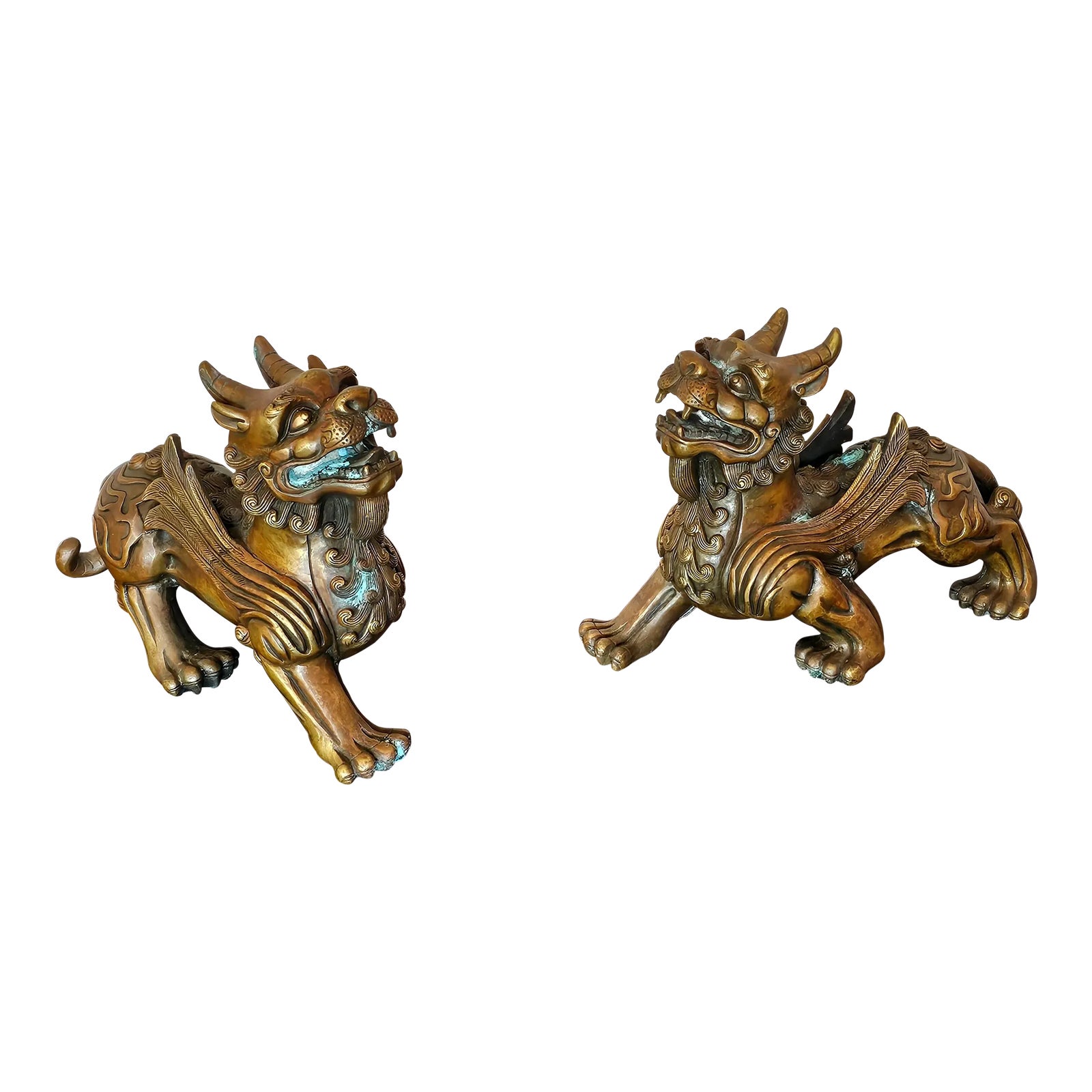 Fine Antique Chinese Bronze Pixiu Wealth Dragon Mythical Beast Figure ...