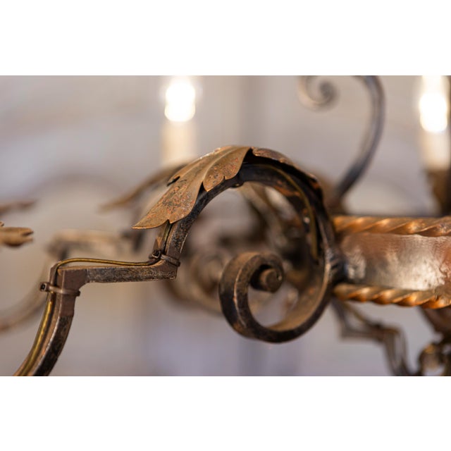 French Wrought Iron Eight-Light Chandelier with Scrolling Arms and ...