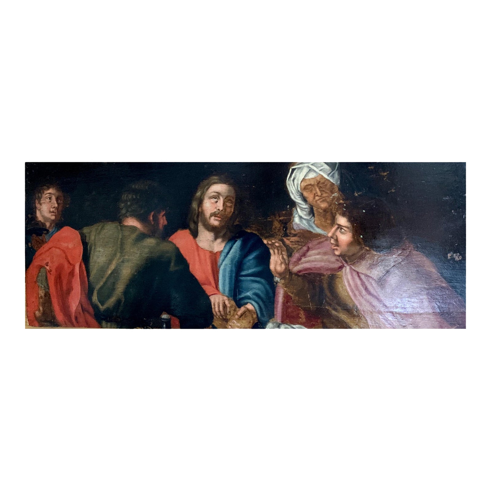 17th Century European Oil Painting, Christ and His Disciples Seated ...