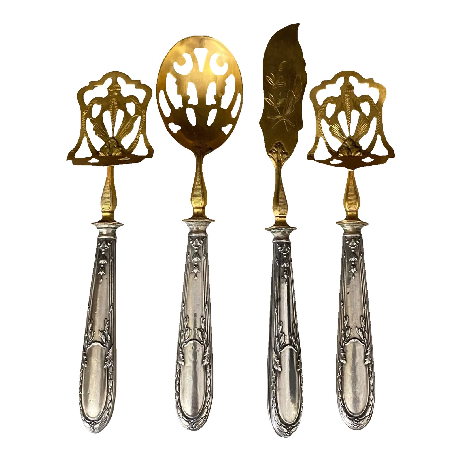 Antique French Gold and Silver Dessert Serveware Set: 4 Pieces in ...