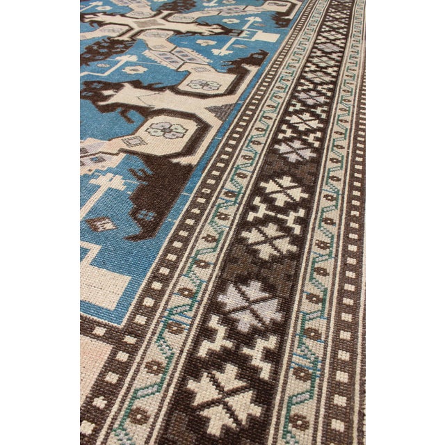 Vintage Turkish Rug With Unique Steel Blue, Medium Blue and Brown ...
