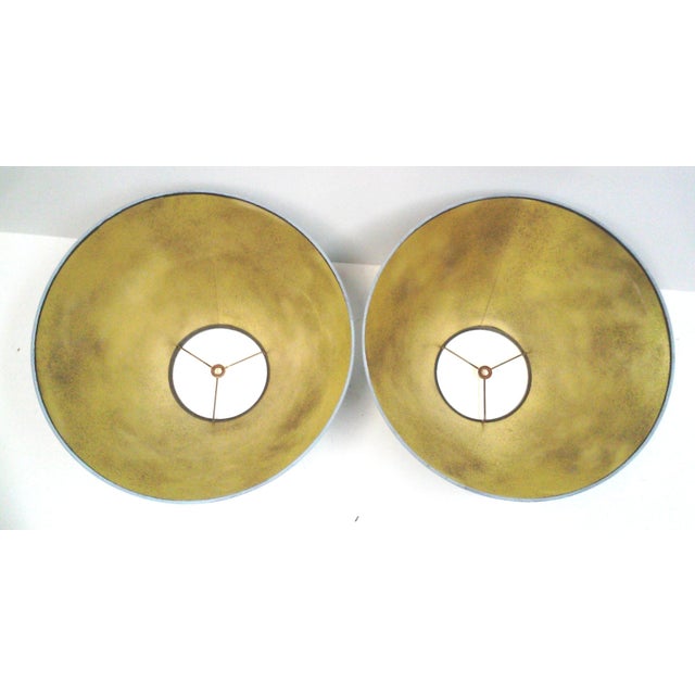 Vintage Light Blue Iron and Brass Table Lamps - a Pair | Chairish