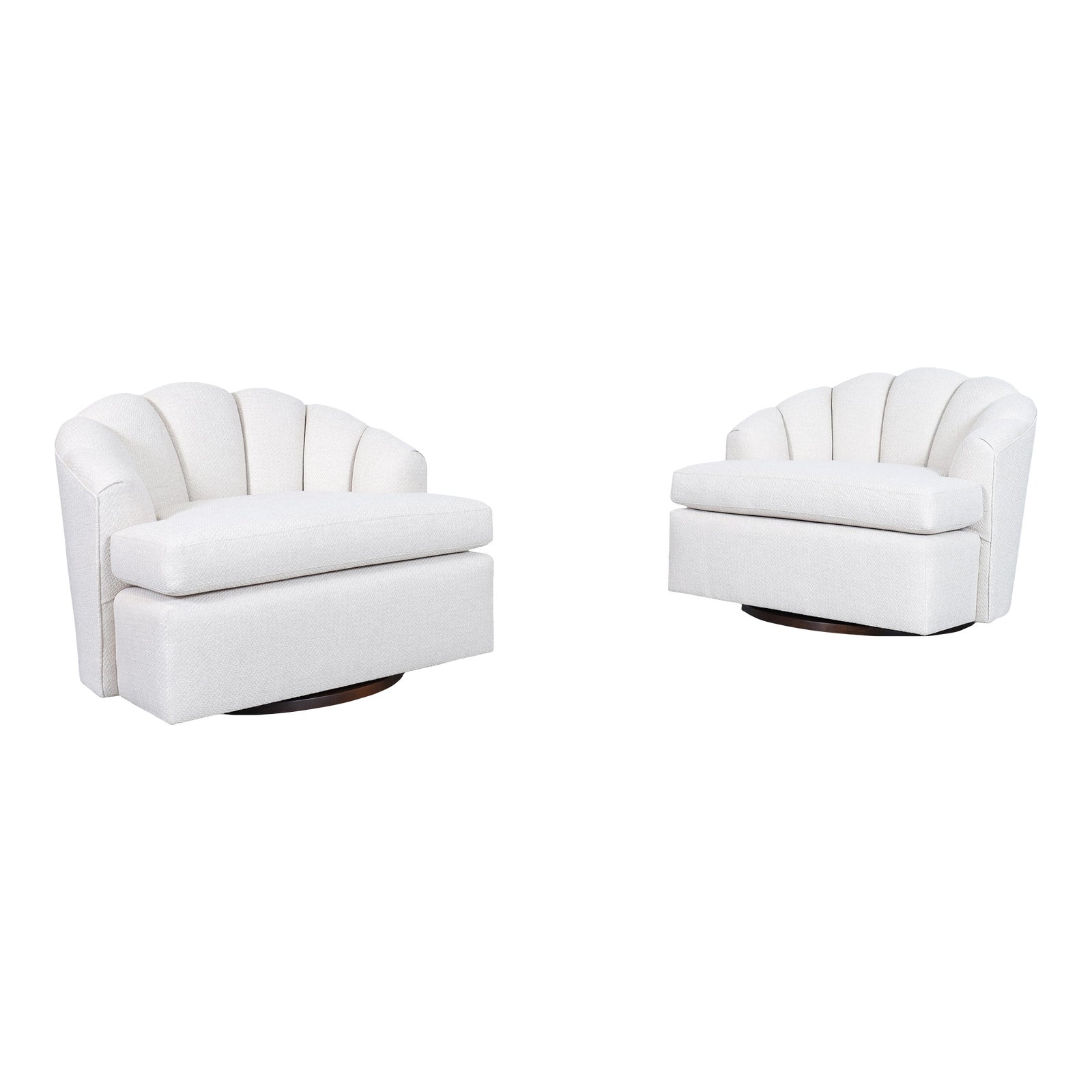 Vintage Channel Back Swivel Lounge Chairs- a Pair | Chairish