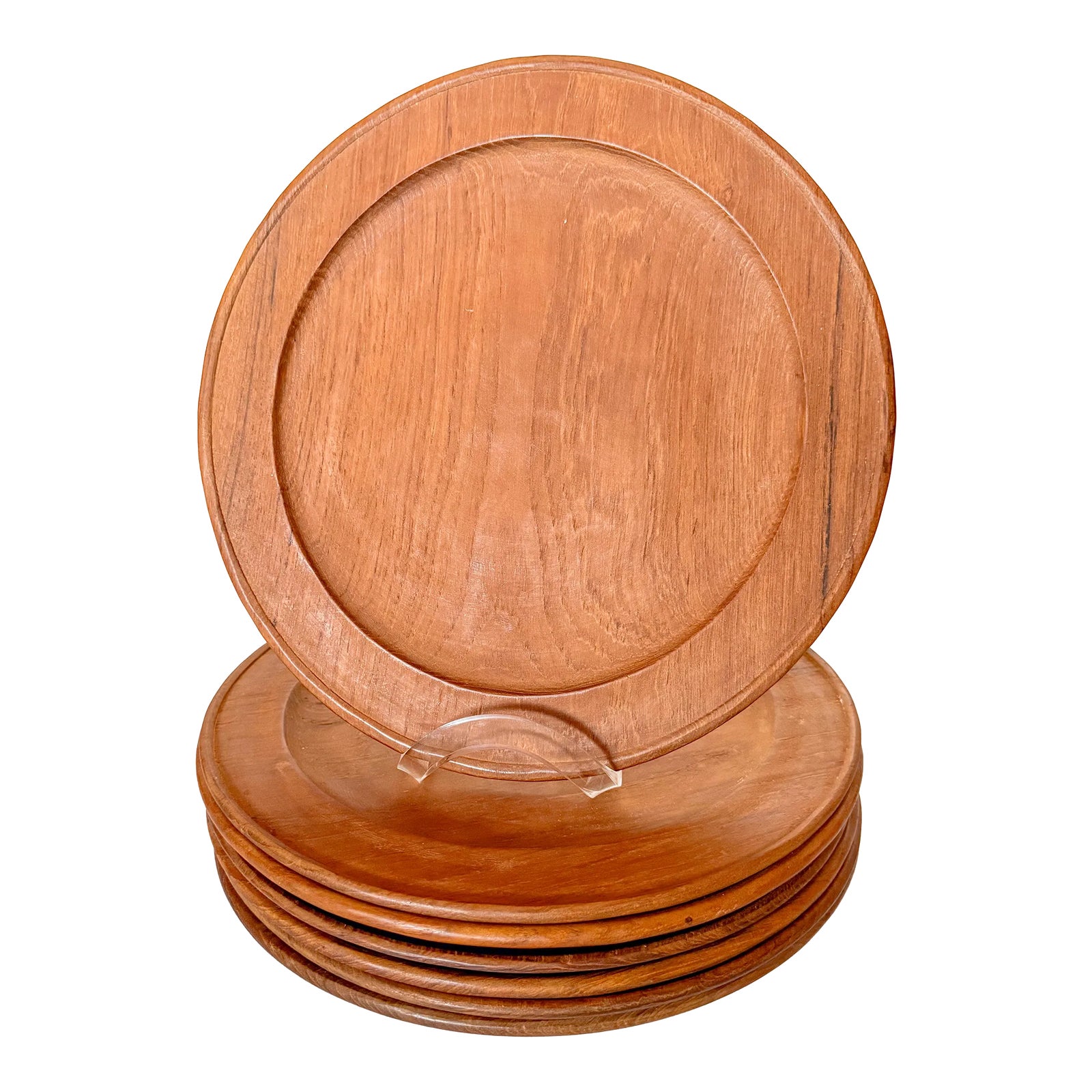 Mid Century Modern Solid Teak Plates / Dishes / Chargers -- Set of 7 ...