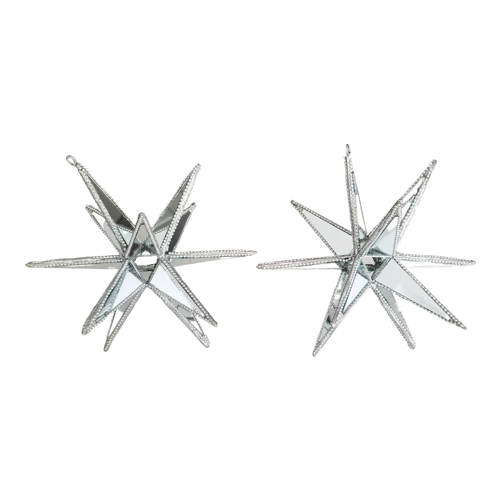 Vintage Silver Mirrored Star Tabletop Decor - Set of 2 | Chairish