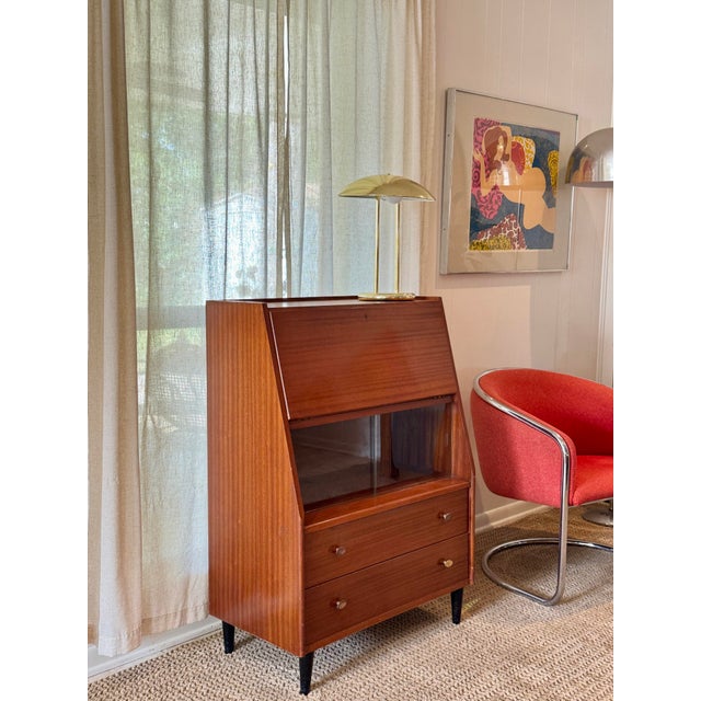 Mid Century Modern Drop Front Bureau Made by Lebus, Circa 1960s. | Chairish