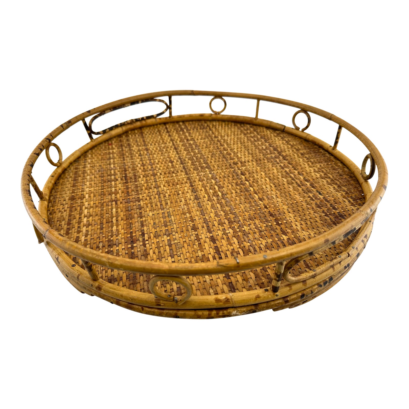 1960's Mid Century Vintage Rattan and Bamboo Tray | Chairish