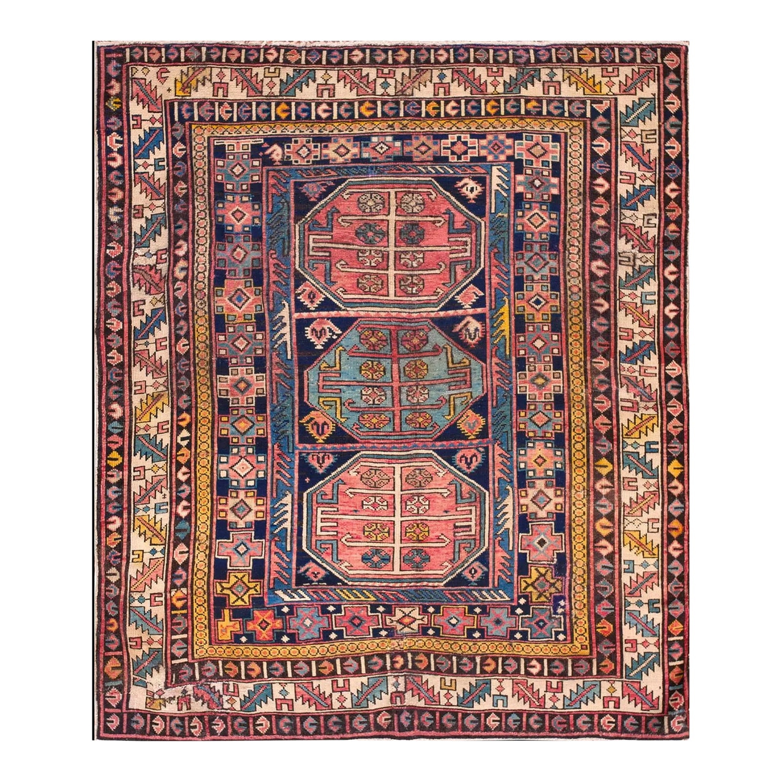 Early 20th Century Caucasian Shirvan Carpet 4' 0'' X4' 6'' | Chairish