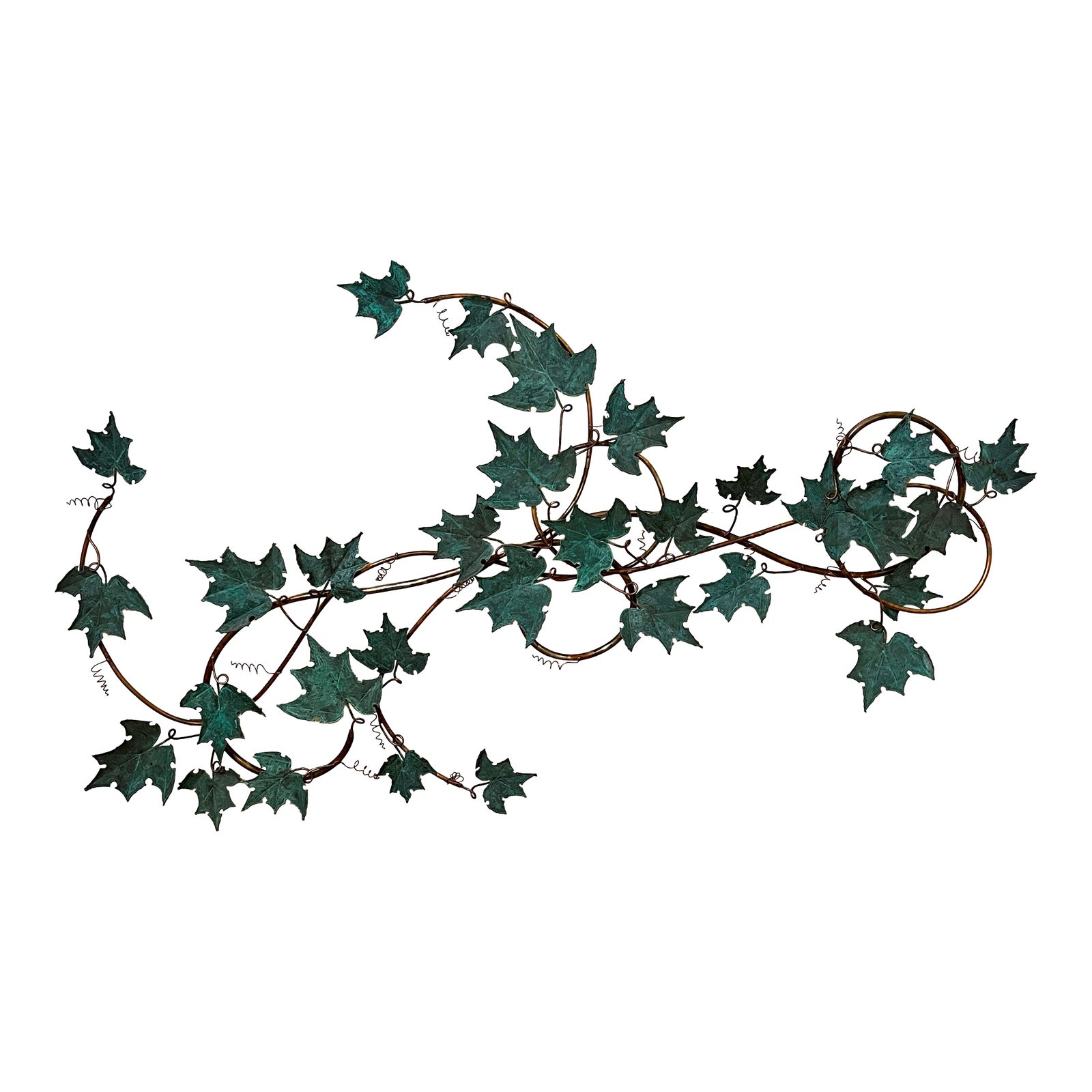 Vintage Verdigris Copper Vine Branch Metal Wall Sculpture Art | Chairish