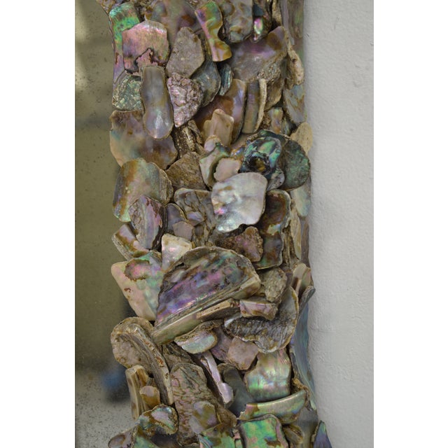 Large Tony Duquette Style Abalone Framed Mirror | Chairish