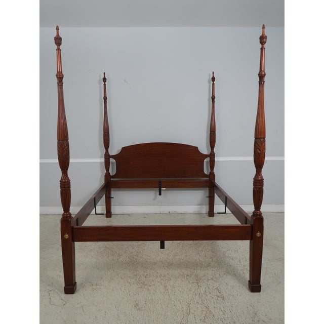 Henkel Harris Queen Size Cherry Rice Carved Poster Bed | Chairish