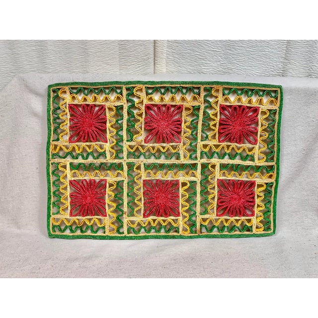 Vintage Raffia Multicolor Placemats-Set of 4 | Chairish