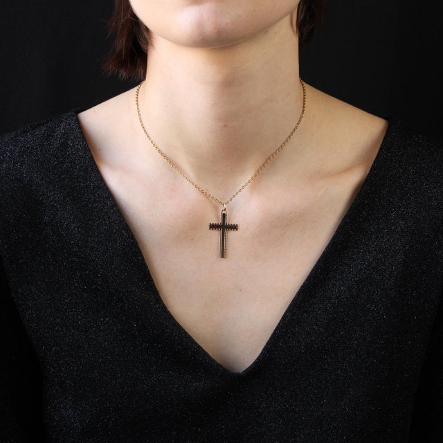 French 1960s 18 Karat Rose Gold Flat Cross | Chairish