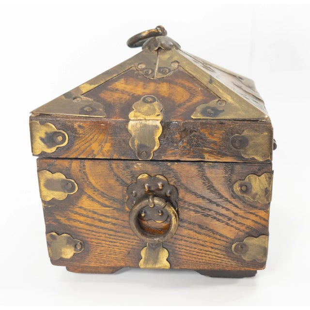 20th Century Chinese Brass Mounted Wood Casket Box Chairish