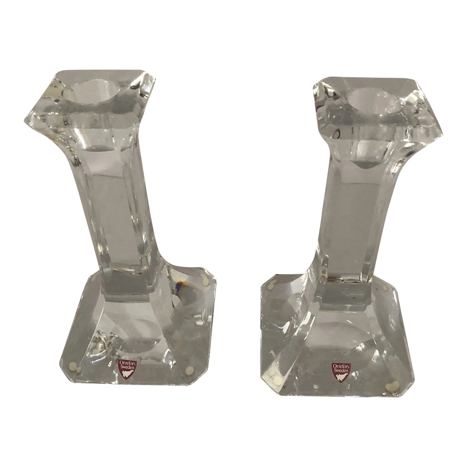 1980s Orrefors Regina Crystal Candlesticks Sweden - a Pair | Chairish