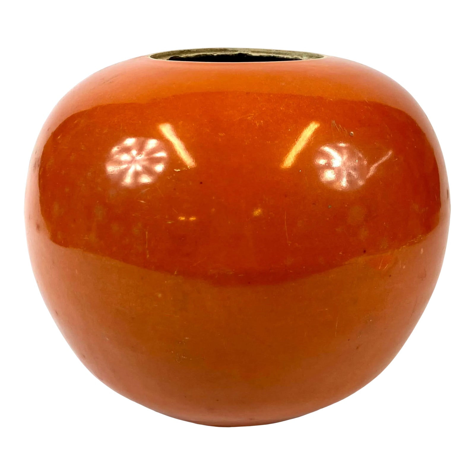 19th Century Chinese Porcelain Orange Ginger Jar | Chairish