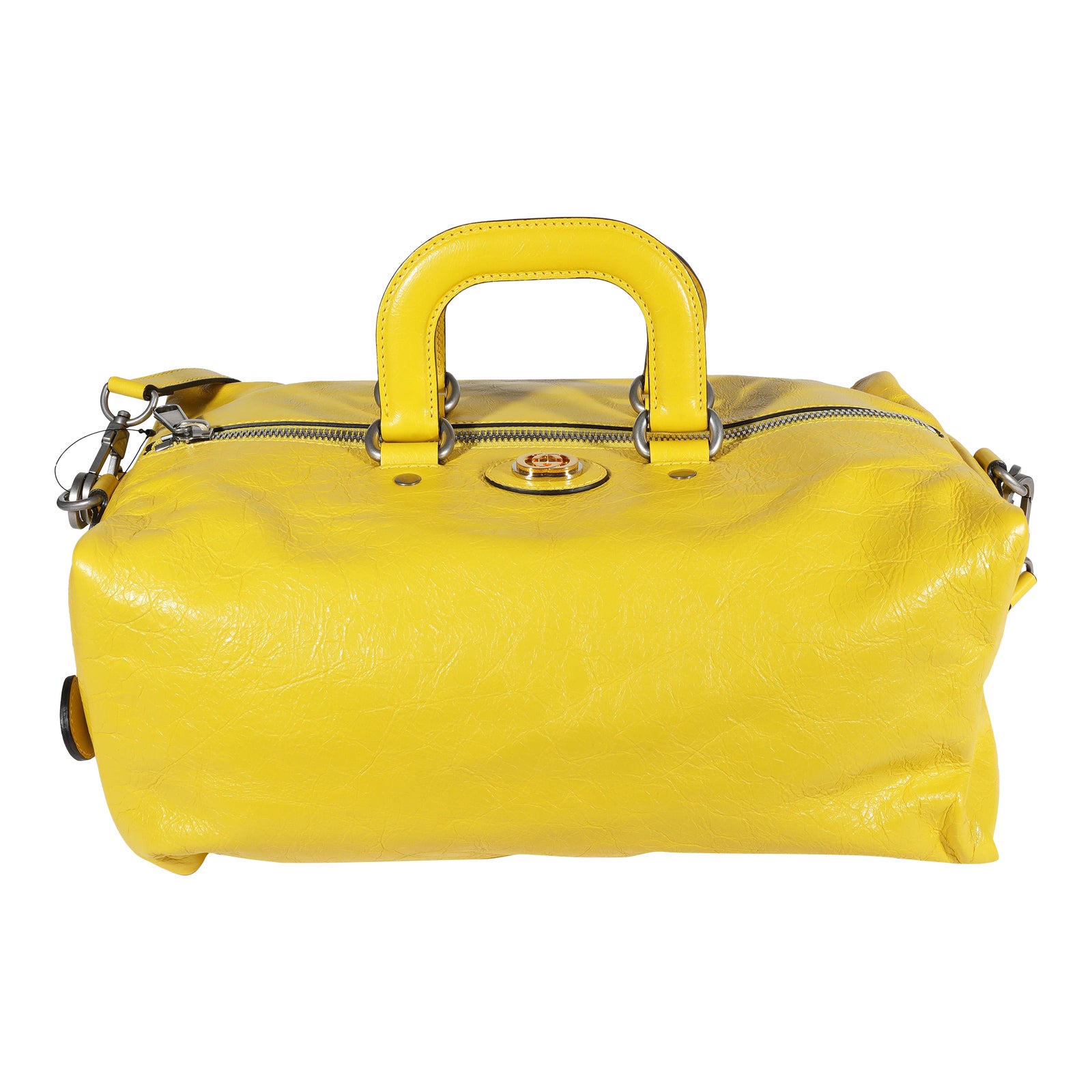 Gucci Yellow Soft Crinkled Leather Convertible Backpack Satchel | Chairish