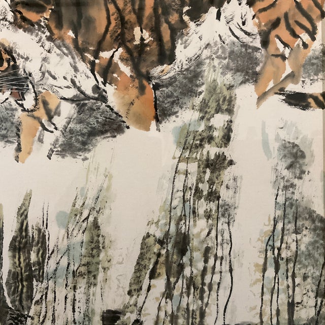 Vintage Original Chinese Ink Painting "Siberian Tiger" by Listed Artist ...