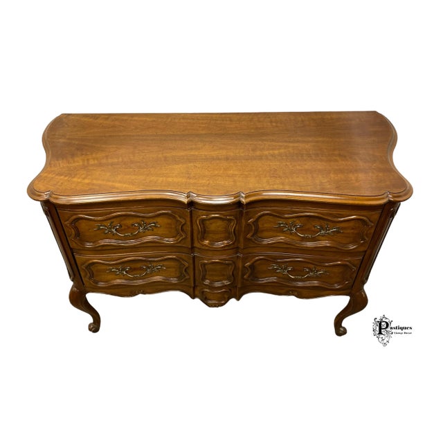 Vintage White Furniture French Provincial Style Walnut Bombe Accent ...