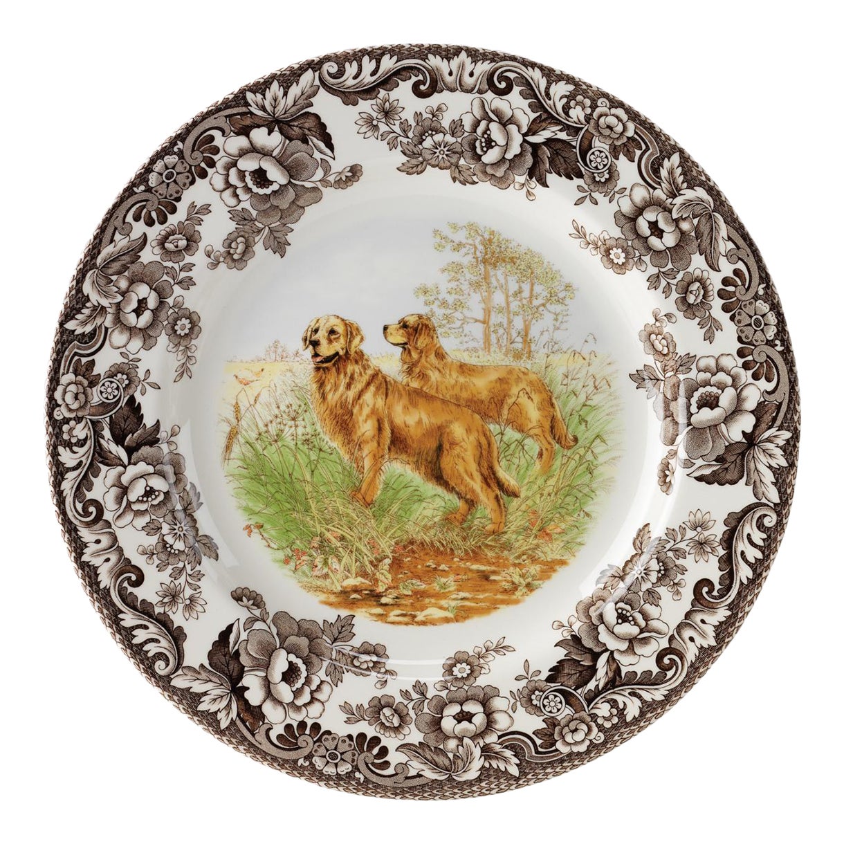 Spode Woodland Dogs Salad Plate 8", Golden Retriever | Chairish
