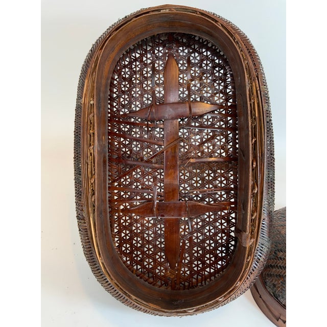 Antique Chinese Woven Bamboo Basket | Chairish