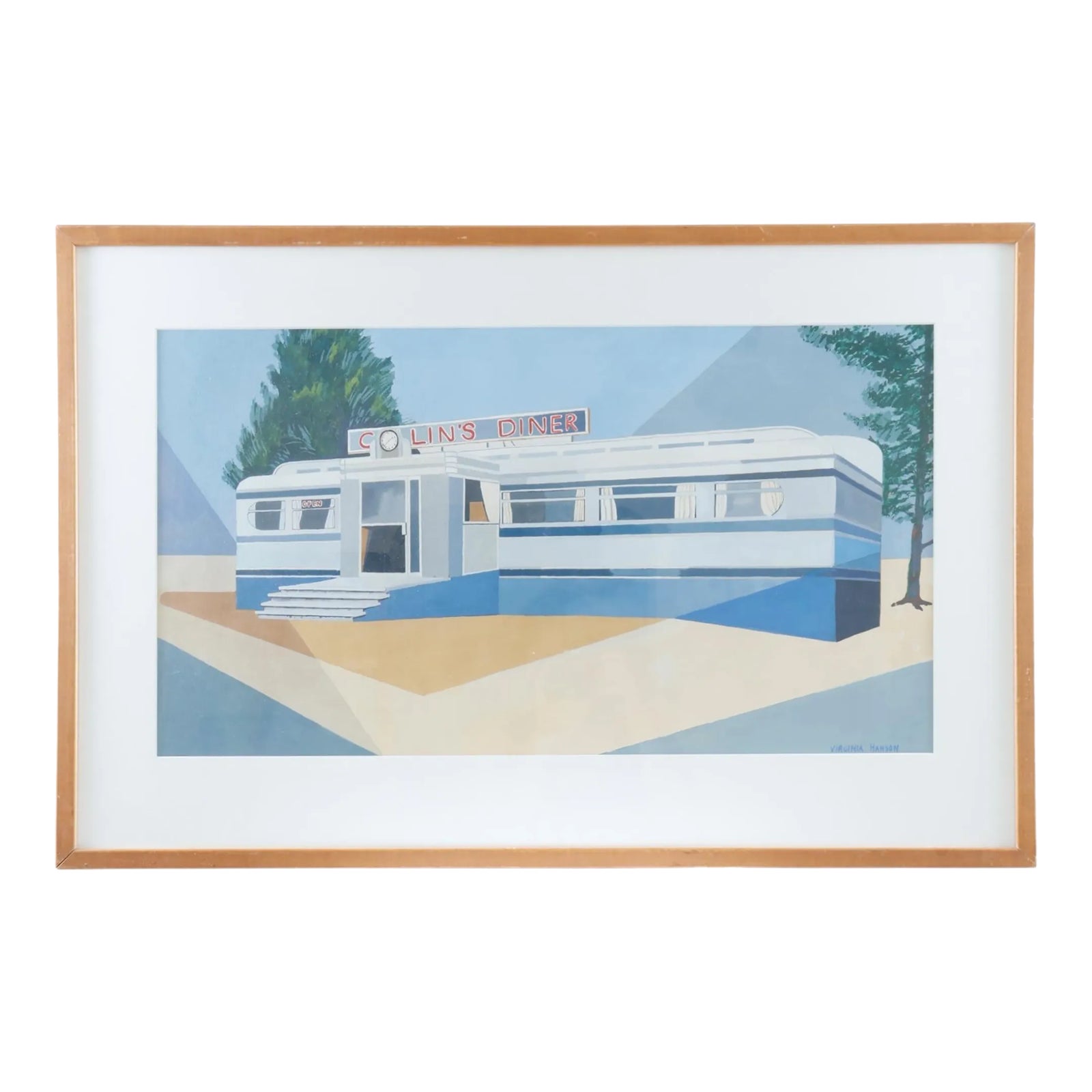 Virginia Hanson Signed Painting “Collin’s Diner” | Chairish