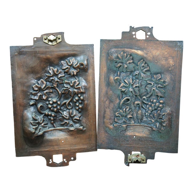 Set of 2 Heavy Antique Copper High Relief Grapevine Grape Wine Molds ...