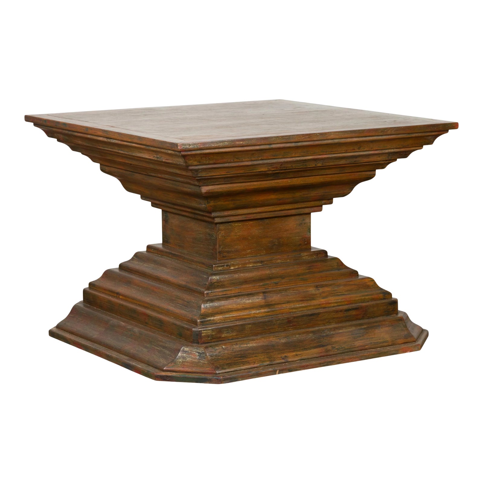 Indonesian Vintage Pagan Dynasty Style Pyramid-Shaped Console Pedestal ...