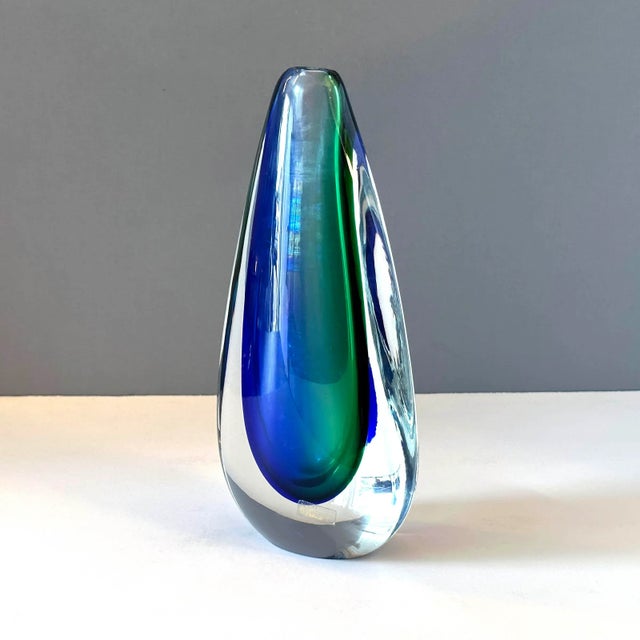 1980s Large Oball Murano Sommerso Teardrop Vase | Chairish