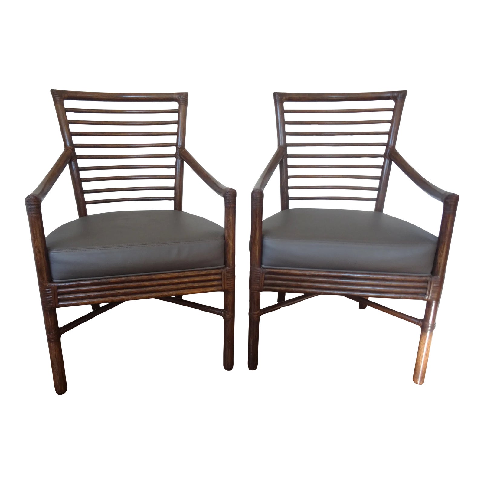 Vintage McGuire "Scala" Arm Chairs - Set of 2 | Chairish