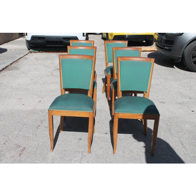 C1940's French Art Deco Low Back Walnut Dining Chairs Style Leleu Set ...