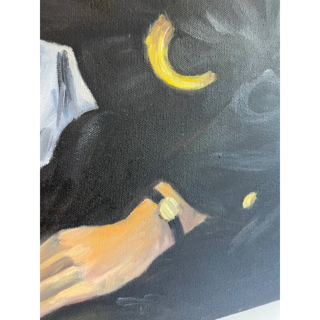 Original Patricia Max Portrait of Woman Wearing Halston Dress Painting ...