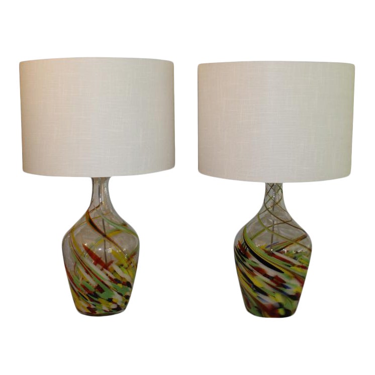 Abstract Murano Table Lamps | Chairish