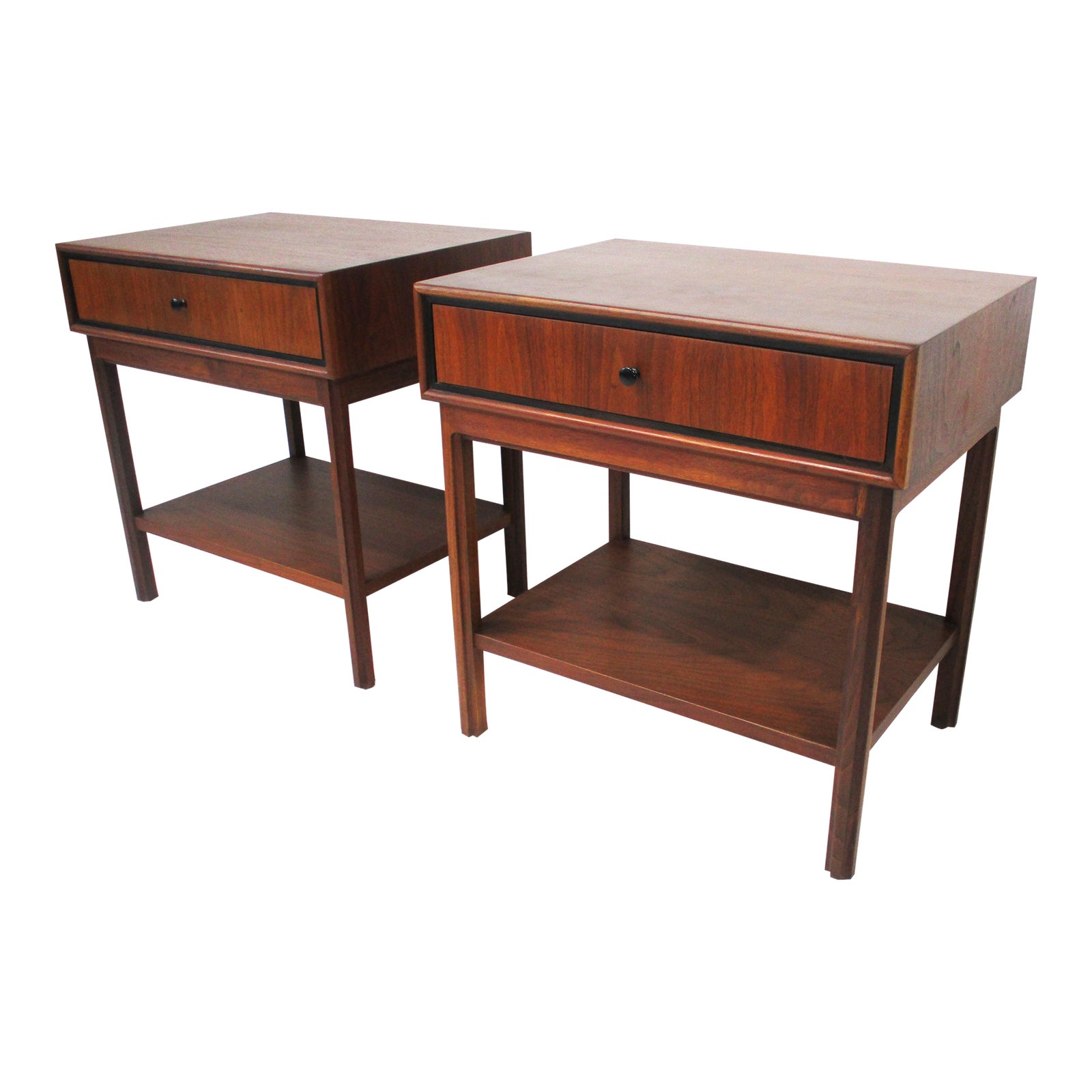 Mid Century Walnut Nightstands by Jack Cartwright for Founders | Chairish