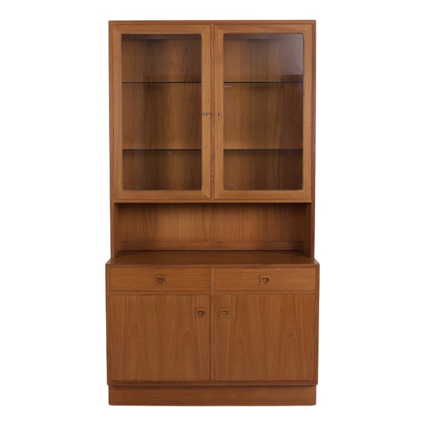 Danish Illuminated 2-Body Showcase in Teak by Erik Brouer, 1970s | Chairish