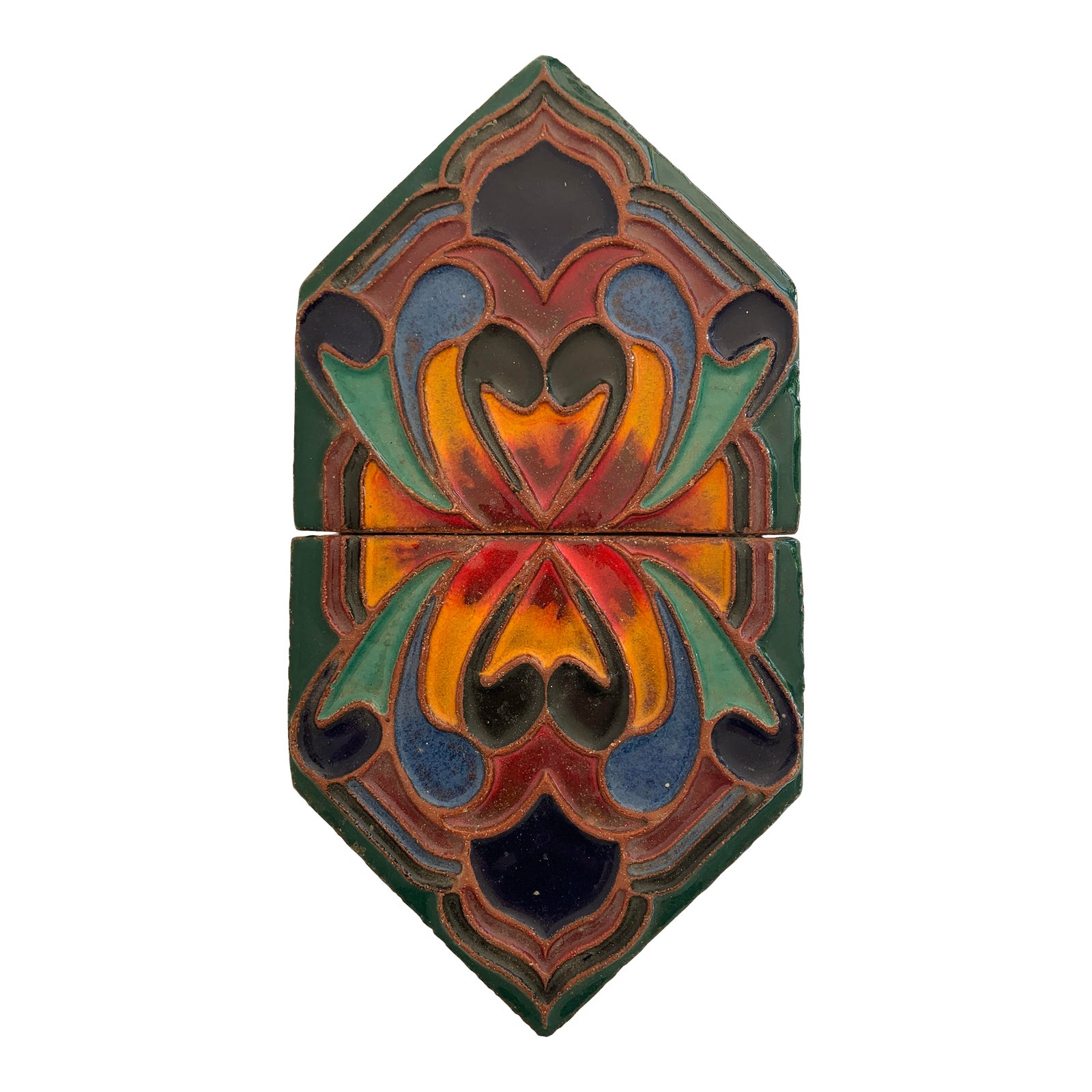Ceramic High Relief Art Deco Border Tiles Handcrafted by Casa Baca, 2 ...