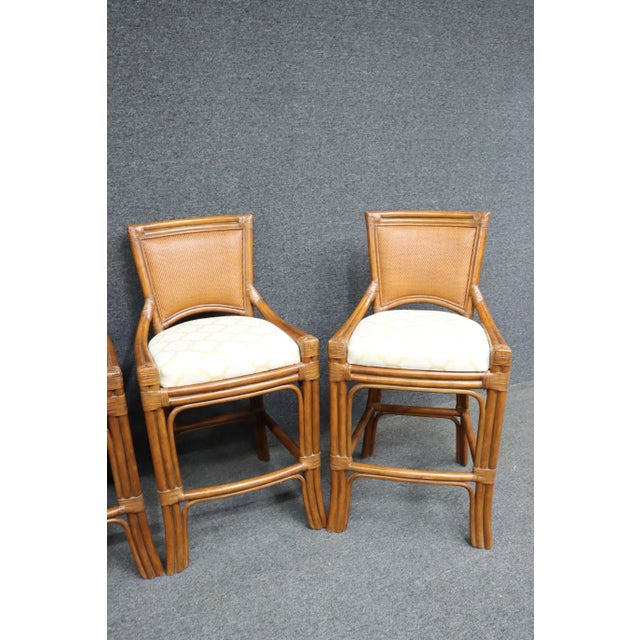 Palecek Set/4 Woven & Bamboo Barstools | Chairish